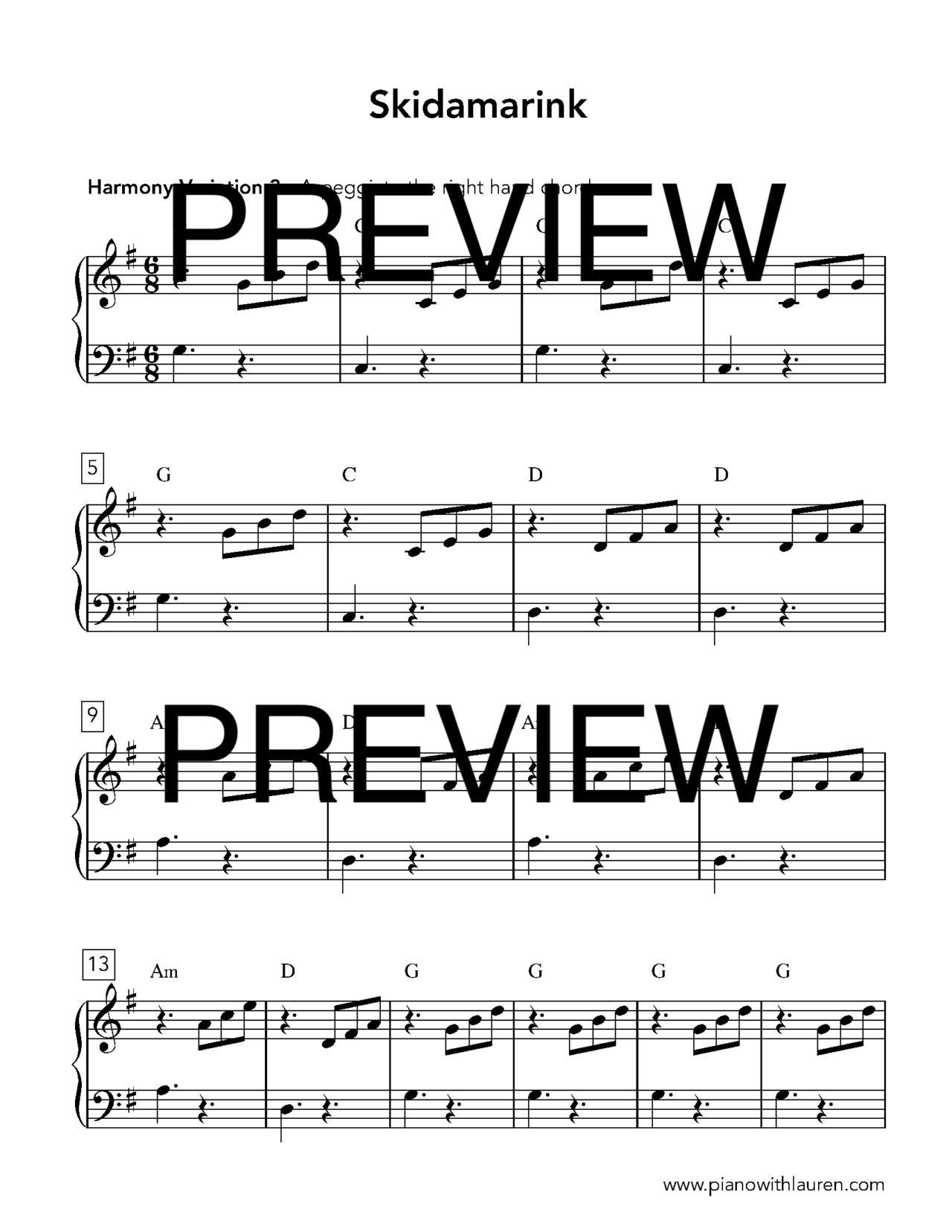 Skidamarink | Piano Ensemble Music (PDF Download) - Piano with Lauren