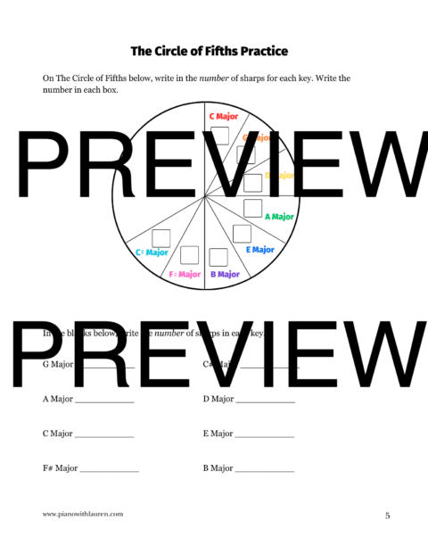 Theory Worksheets: Major Scales with Sharps (C - C#) - Piano with Lauren